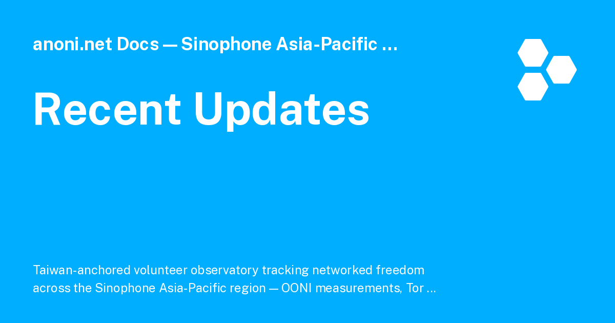Recent Updates - anoni.net Docs — Sinophone Asia-Pacific Networked ...